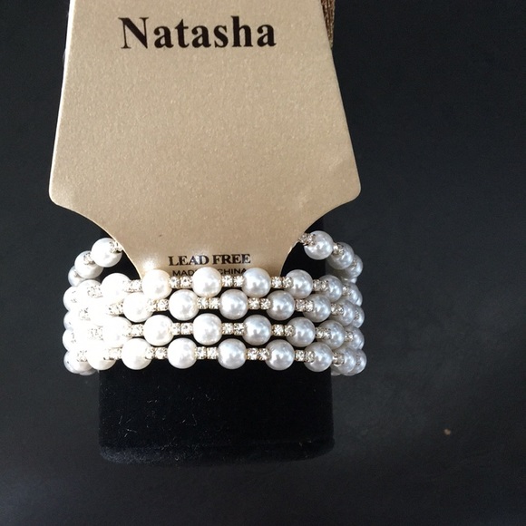 Natasha Couture | Jewelry | New Stunning Natasha Crystals Pearls Cuff ...